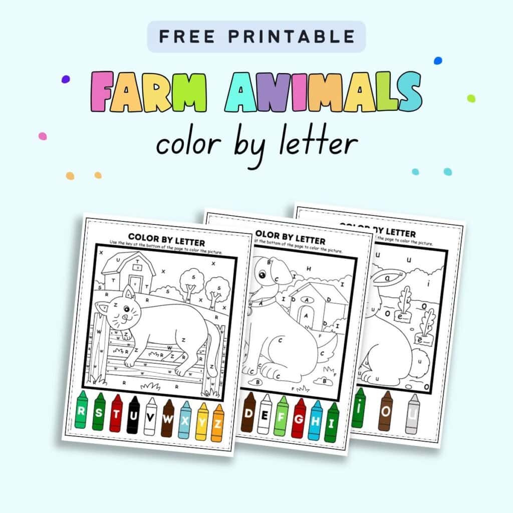 Free Printable Farm Animal Color by Letter Pages - The Artisan Life