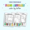Free Printable Farm Animal Color by Letter Pages - The Artisan Life