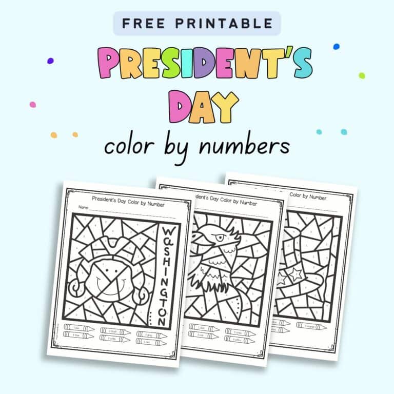 Free Printable President's Day Color by Number Worksheets - The Artisan ...