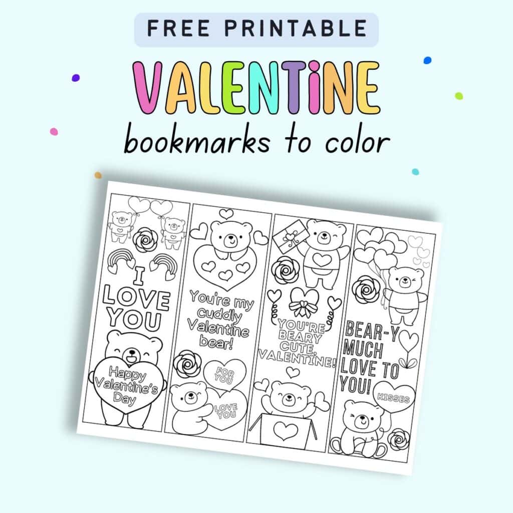 Free Printable Valentine's Day Bookmarks to Color - The Artisan Life