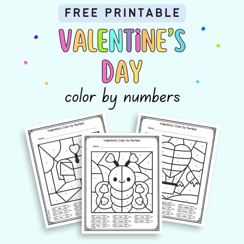 Free Printable Valentine's Day Color by Number Worksheets - The Artisan ...