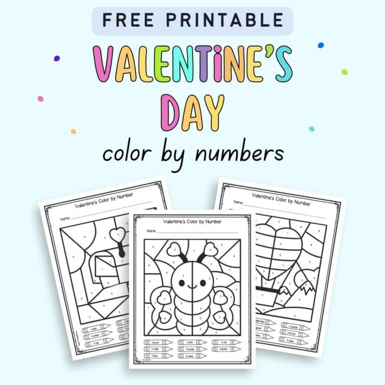 Free Printable Valentine's Day Color by Number Worksheets - The Artisan ...
