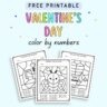 Free Printable Valentine's Day Color by Number Worksheets - The Artisan ...