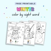 Free Printable Winter Color by Sight Word Worksheets - The Artisan Life