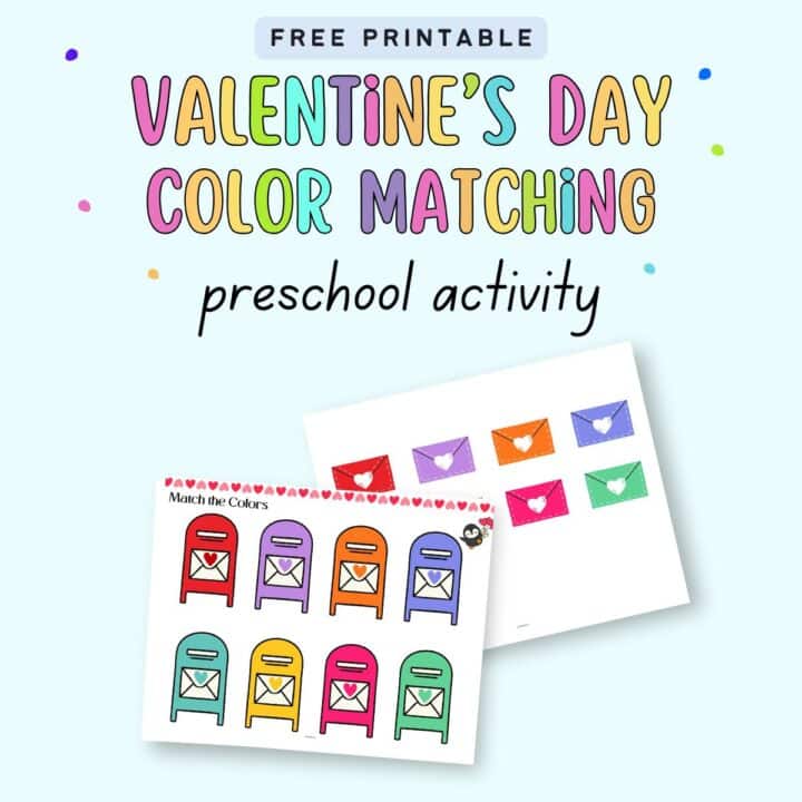 Free Printable Valentine's Day Color Matching Activity - The Artisan Life