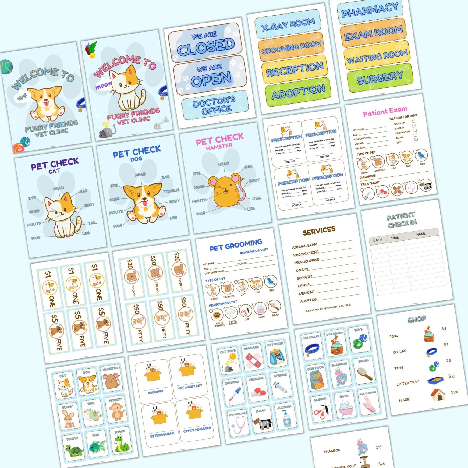 Vet Clinic Dramatic Play Free Printables - The Artisan Life