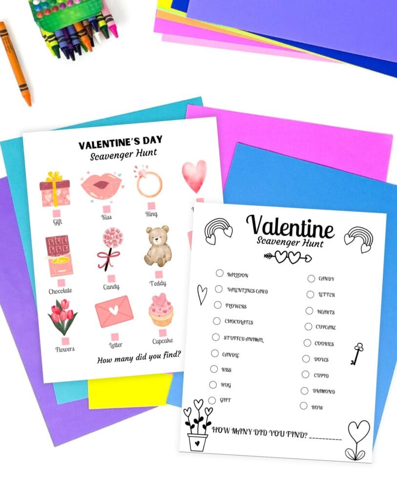 Free Printable Indoor Valentine's Day Scavenger Hunt - The Artisan Life