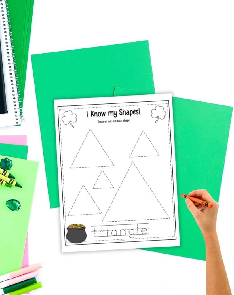 Free Printable St Patrick's Day Shape Tracing Worksheets - The Artisan Life