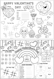 Free Printable Valentine's Day Activity Placemats - The Artisan Life
