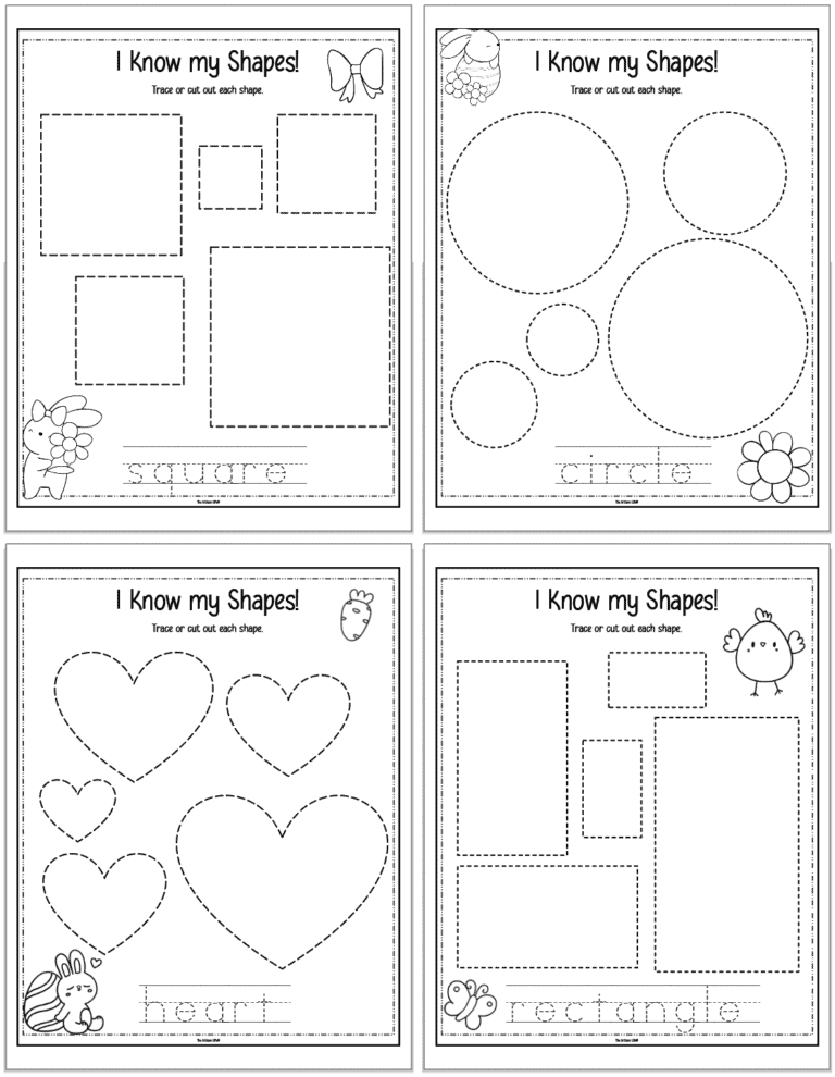 Free Printable Easter Shape Tracing Worksheets - The Artisan Life