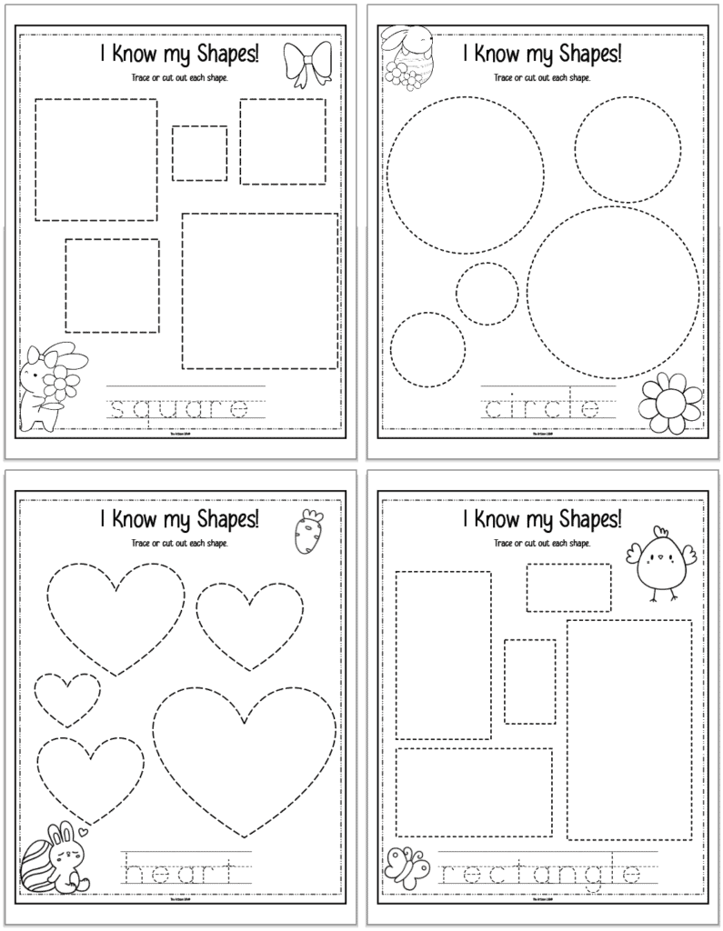 Free Printable Easter Shape Tracing Worksheets - The Artisan Life