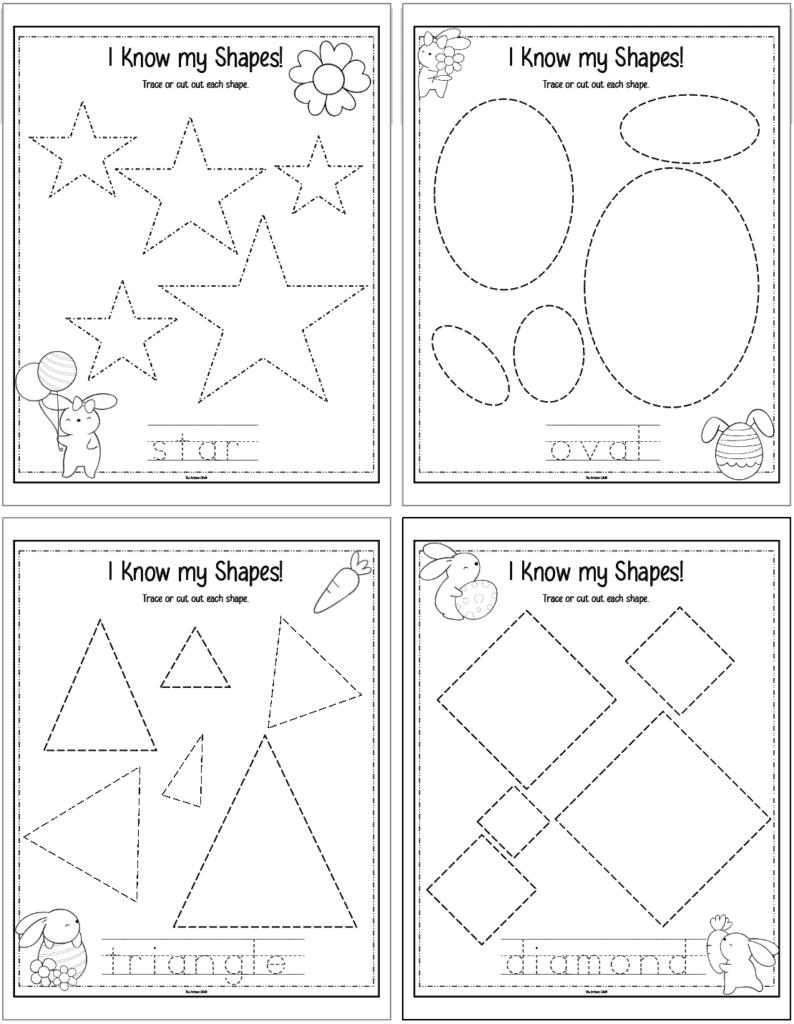 Free Printable Easter Shape Tracing Worksheets - The Artisan Life