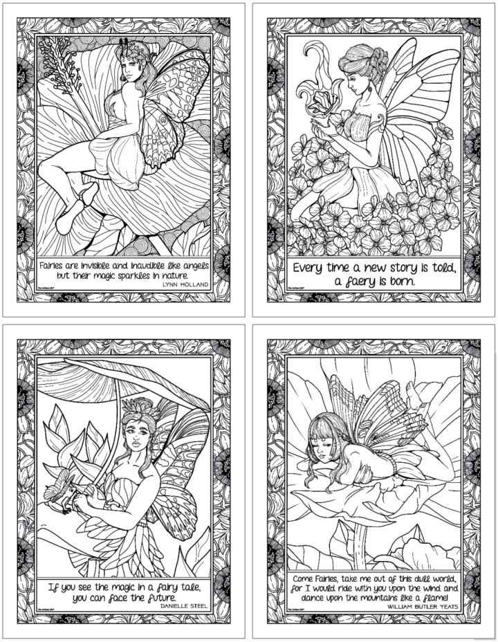 Free Printable Butterly Fairy Coloring Pages - The Artisan Life