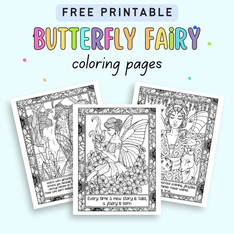 Free Printable Butterly Fairy Coloring Pages - The Artisan Life