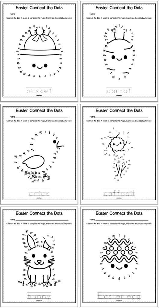 Free Printable Easter Dot to Dot Worksheets - The Artisan Life