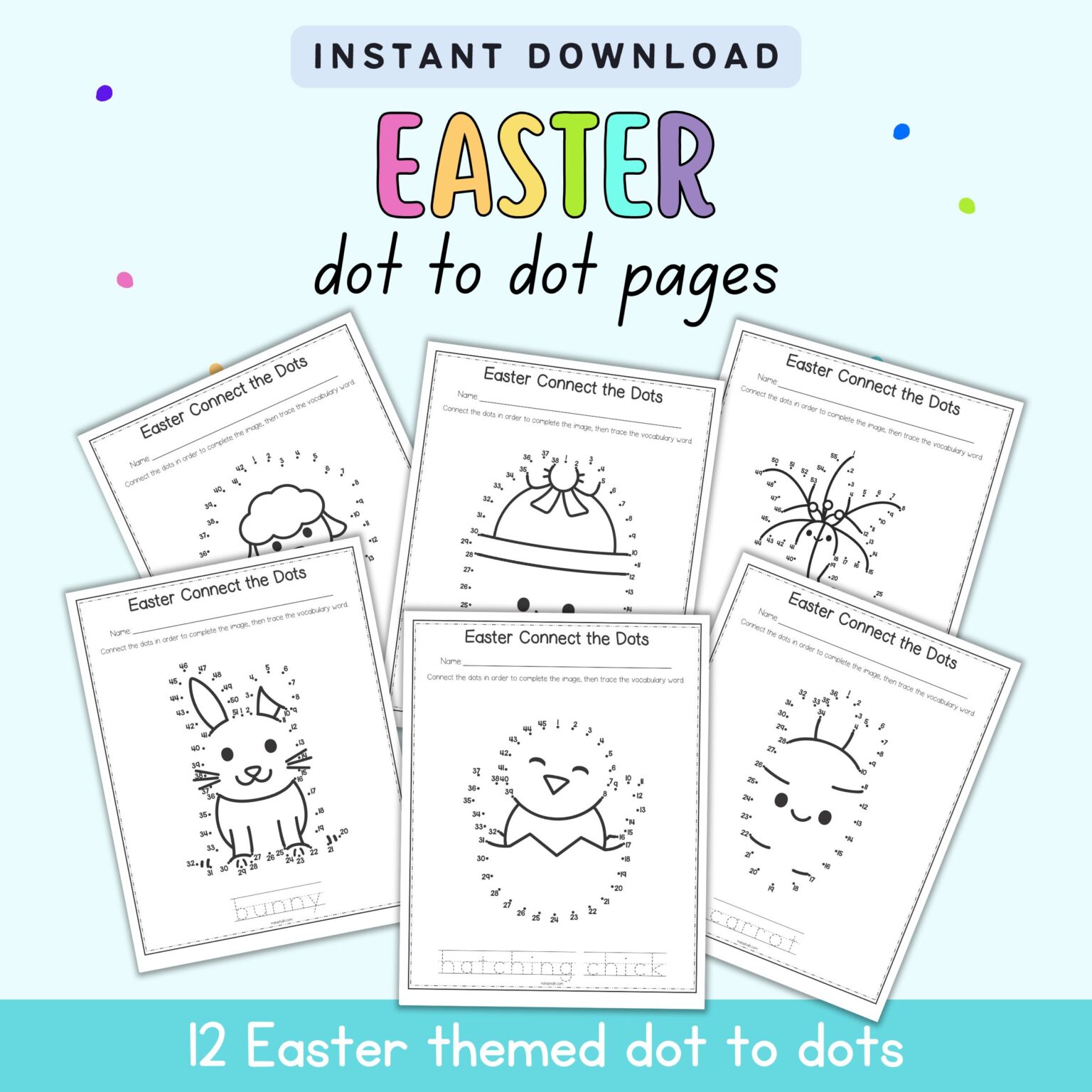 Free Printable Easter Dot to Dot Worksheets - The Artisan Life