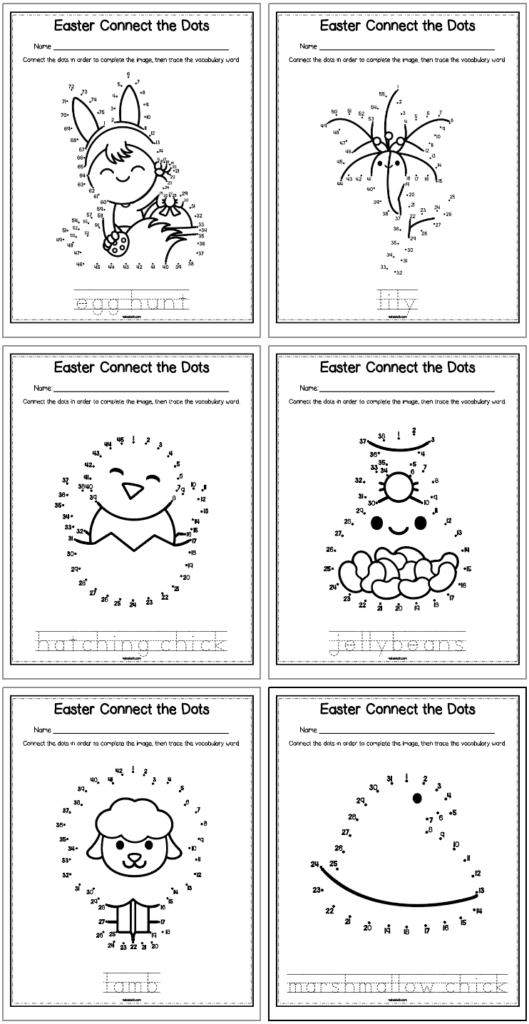 Free Printable Easter Dot to Dot Worksheets - The Artisan Life