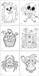 Free Printable Spooky Cute Halloween Coloring Pages - The Artisan Life