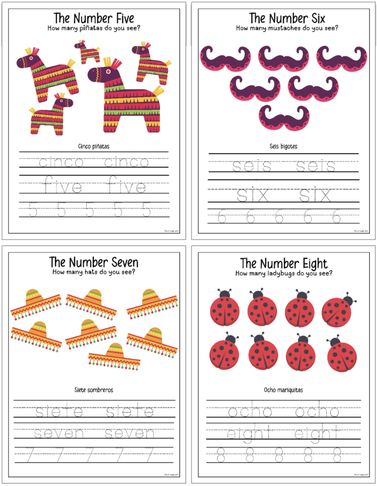 Free Printable Spanish Number Tracing Worksheets - The Artisan Life