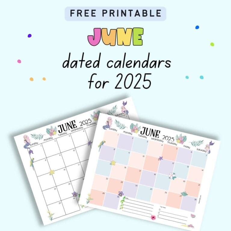 Free Printable 2025 June Calendars - The Artisan Life