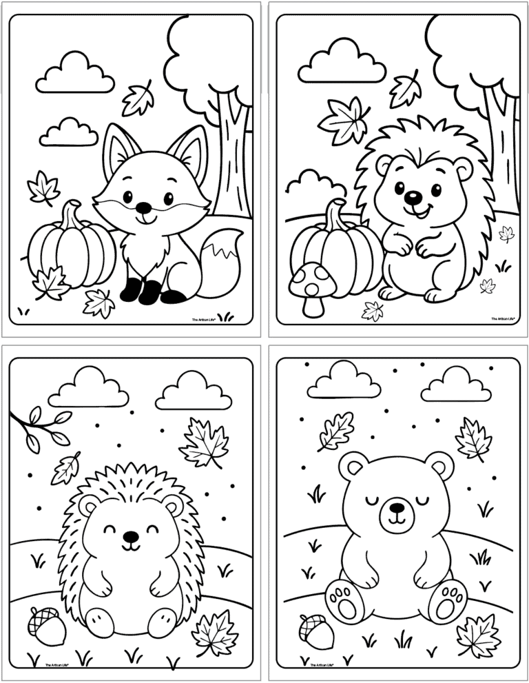 Free Printable Bold & Easy Fall Coloring Pages - The Artisan Life