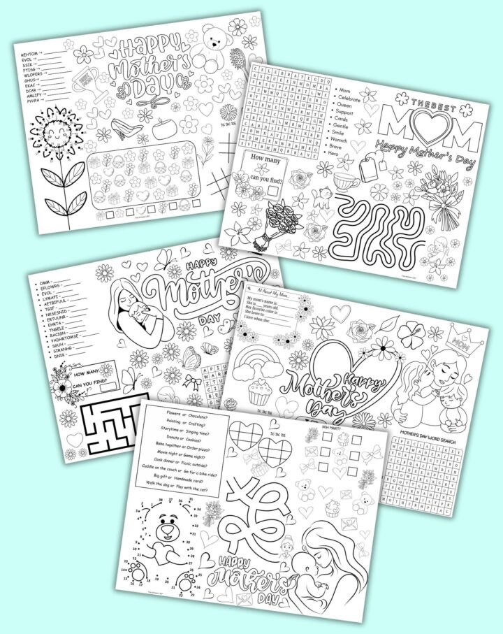Free Printable Mother's Day Activity Placemats - The Artisan Life