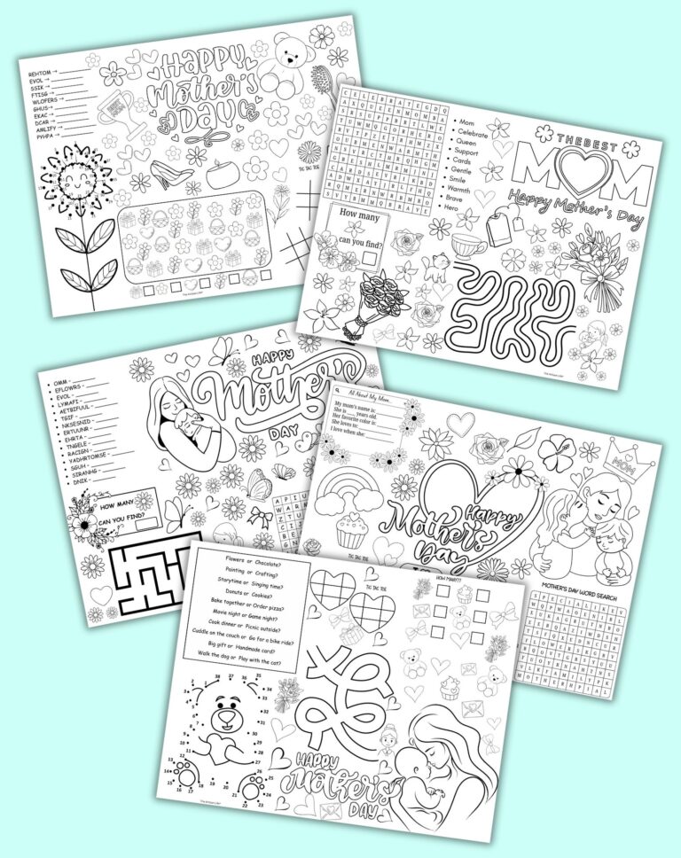 Free Printable Mother's Day Activity Placemats - The Artisan Life