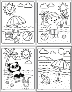 Free Printable Bold and Easy Beach Coloring Pages - The Artisan Life