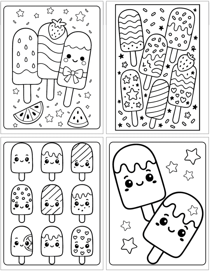 Free Printable Popsicle Coloring Pages - The Artisan Life