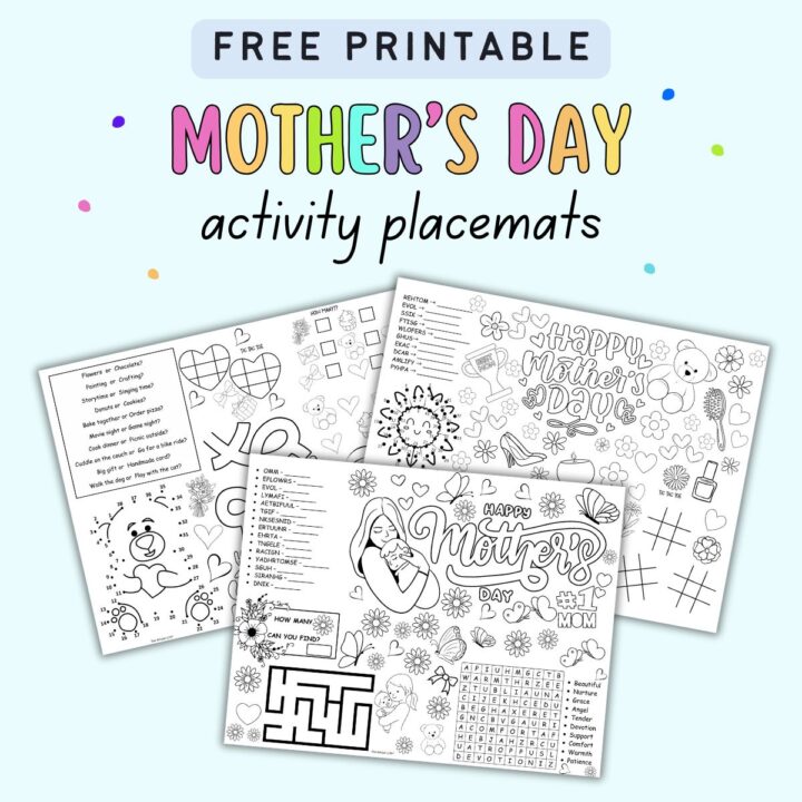 Free Printable Mother's Day Activity Placemats - The Artisan Life