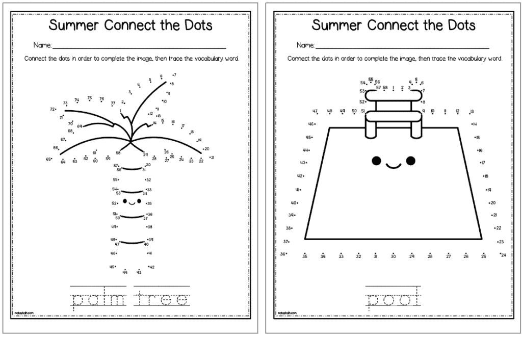 Free Printable Summer Connect the Dots Worksheets - The Artisan Life