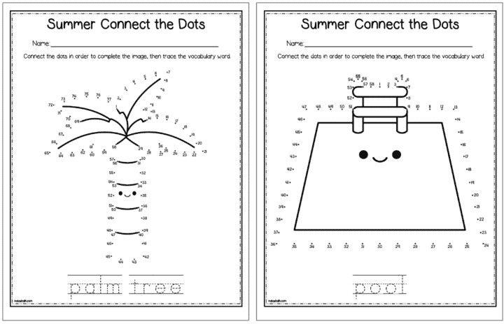 Free Printable Summer Connect the Dots Worksheets - The Artisan Life