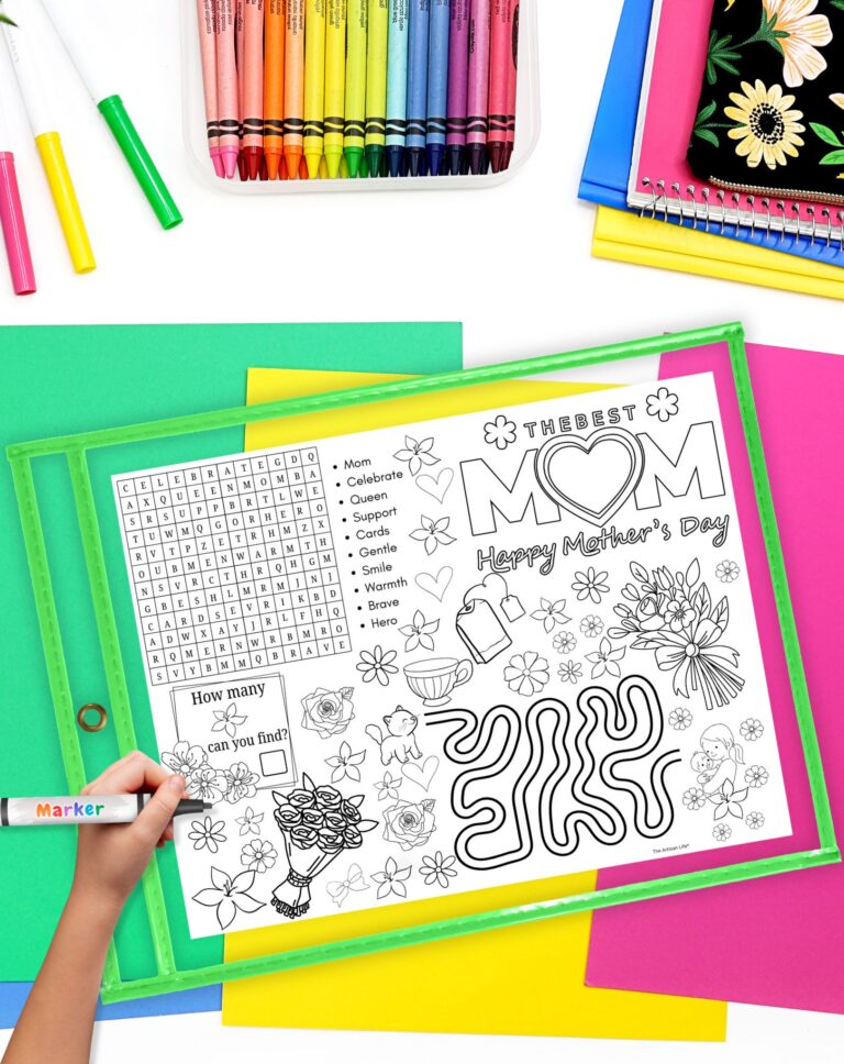 Free Printable Mother's Day Activity Placemats - The Artisan Life