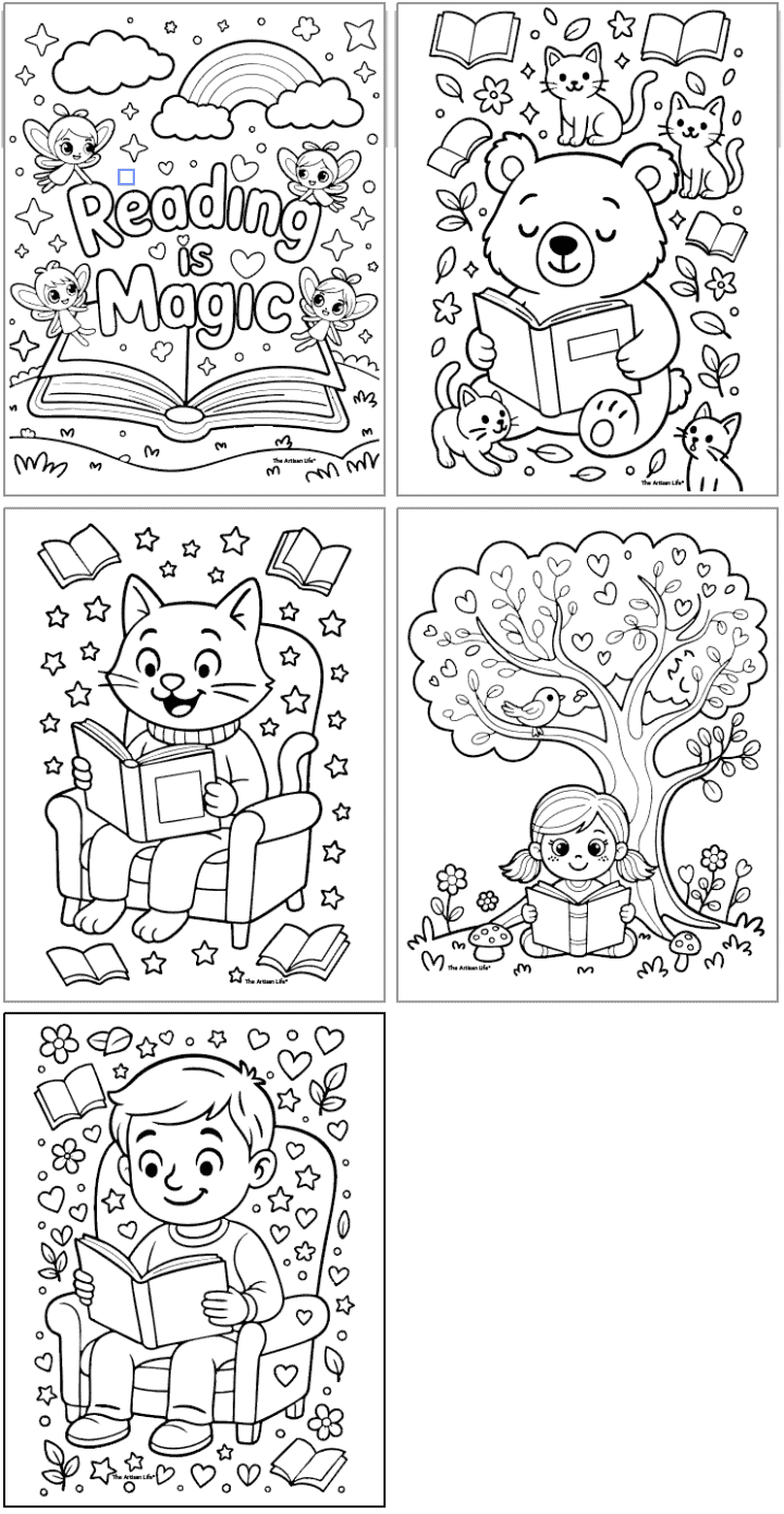 Free Printable Reading Coloring Pages - The Artisan Life