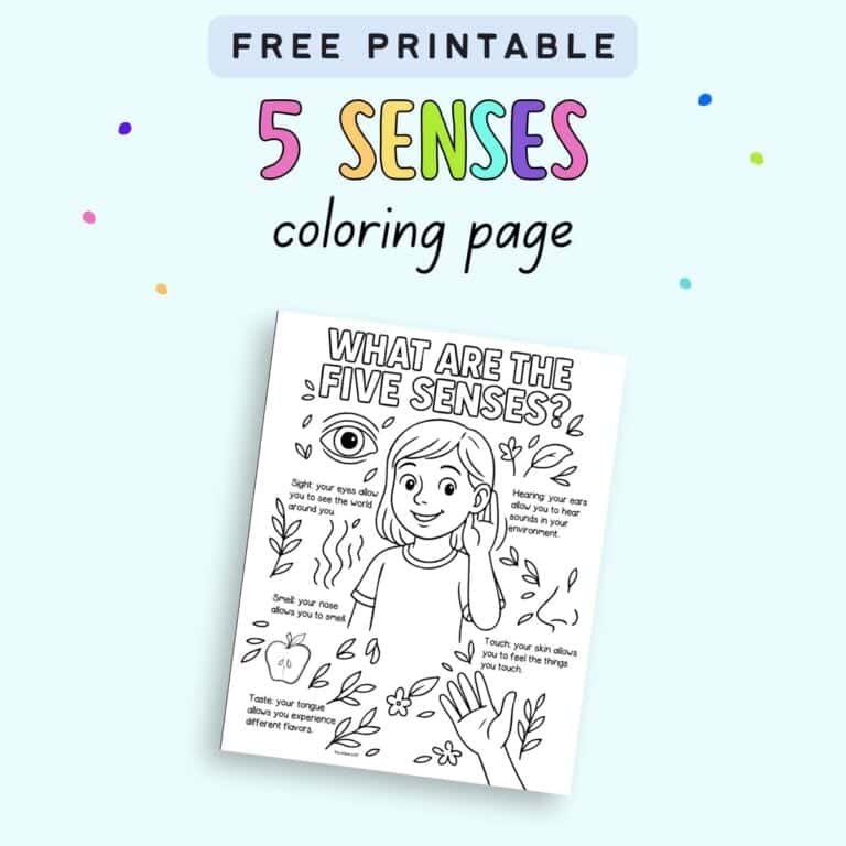 Free Printable Five Senses Coloring Page - The Artisan Life