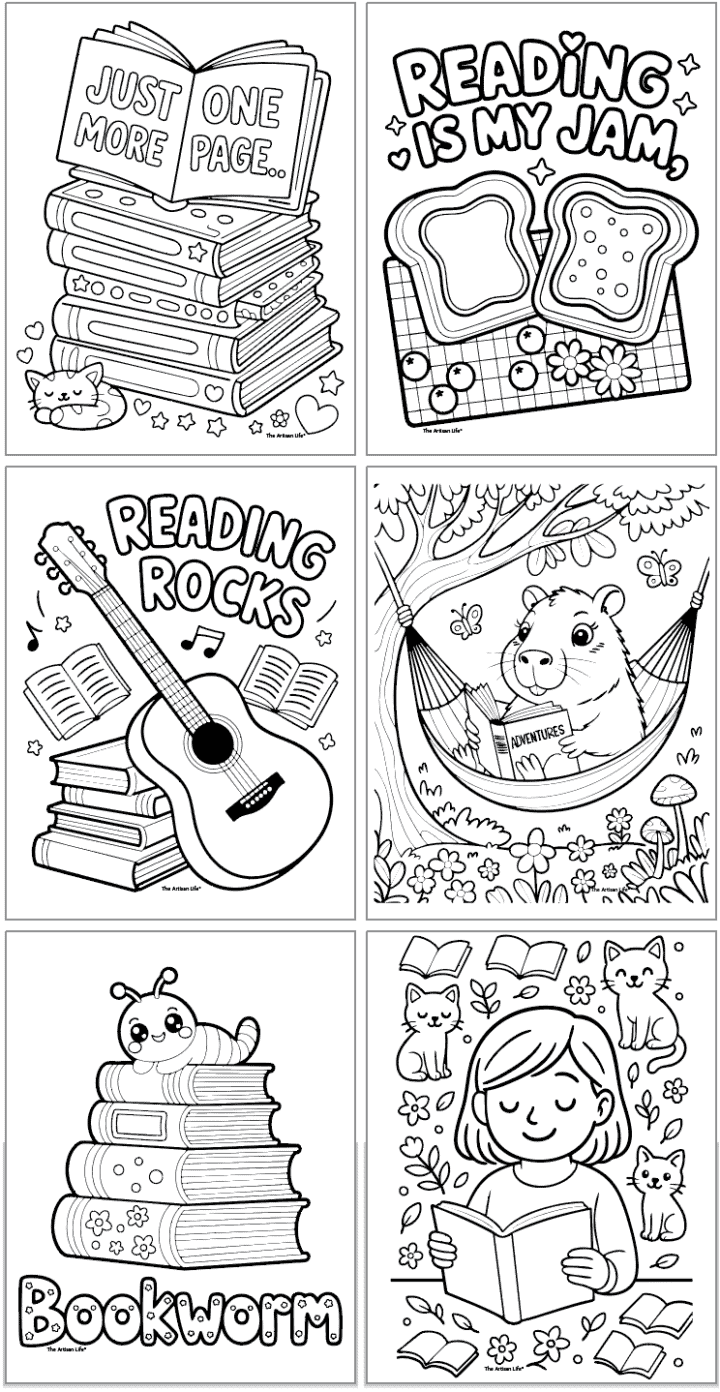 Free Printable Reading Coloring Pages - The Artisan Life