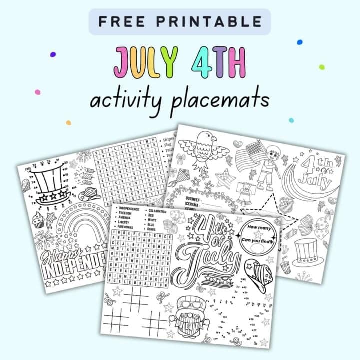 Fourth of July Activity Placemats - The Artisan Life
