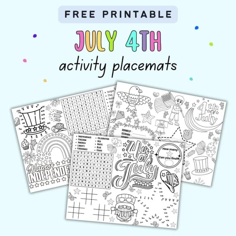Fourth of July Activity Placemats - The Artisan Life
