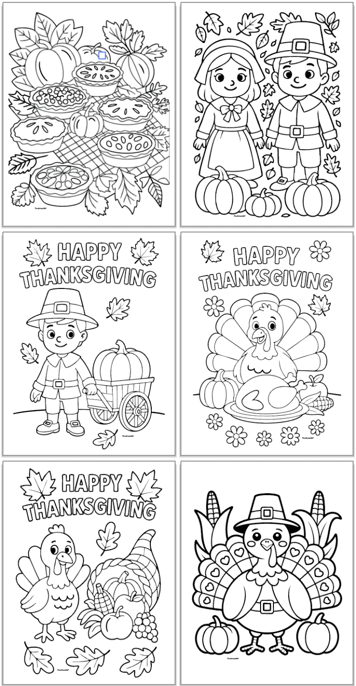 Free Printable Bold and Easy Thanksgiving Coloring Pages - The Artisan Life