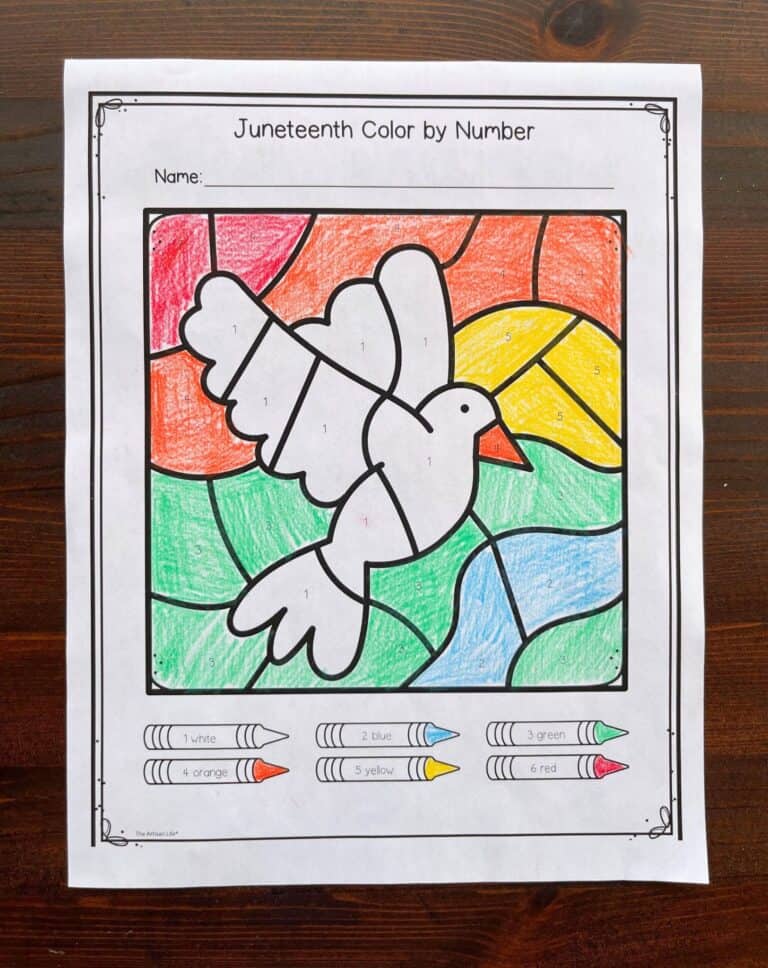 Free Printable Juneteenth Color by Number Worksheets - The Artisan Life