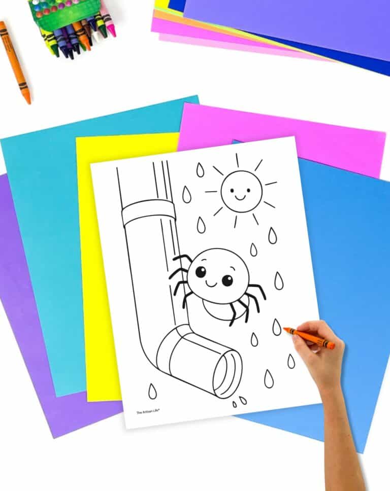 Free Printable Itsy Bitsy Spider Coloring Pages - The Artisan Life