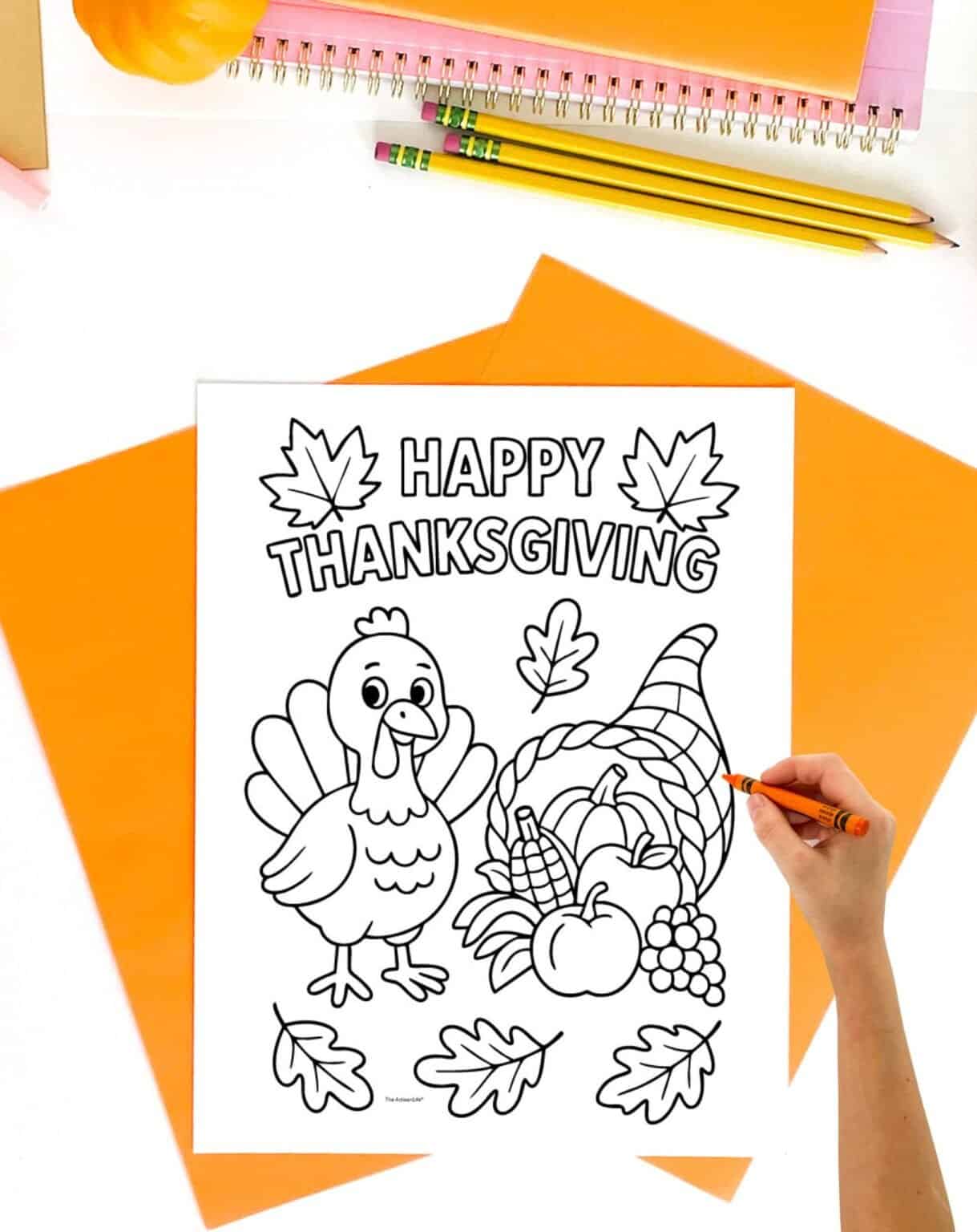 Free Printable Bold and Easy Thanksgiving Coloring Pages - The Artisan Life