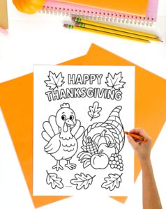 Free Printable Bold and Easy Thanksgiving Coloring Pages - The Artisan Life