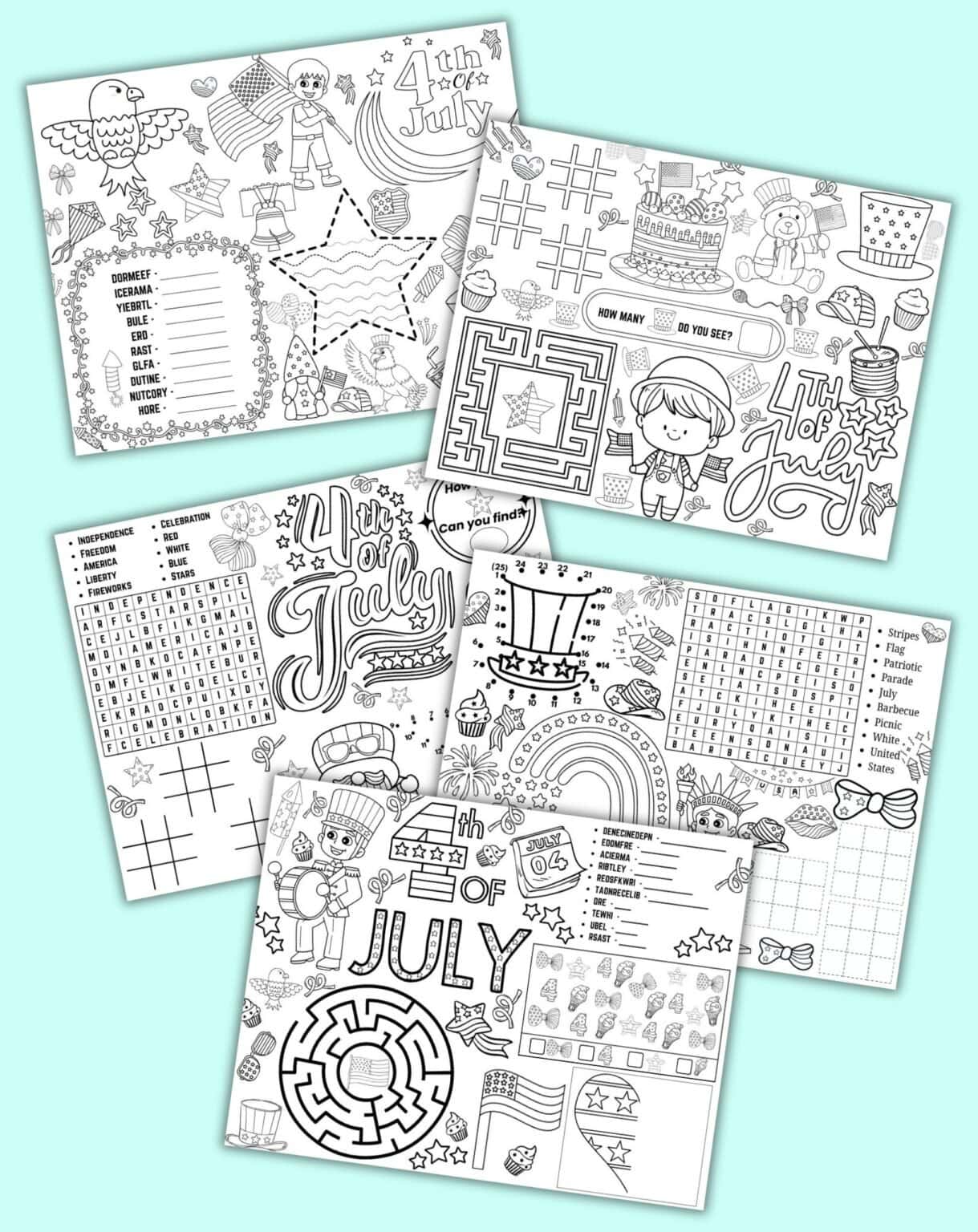 Fourth of July Activity Placemats - The Artisan Life