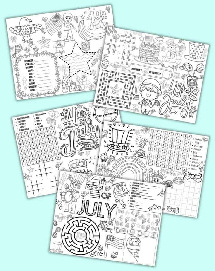 Fourth of July Activity Placemats - The Artisan Life