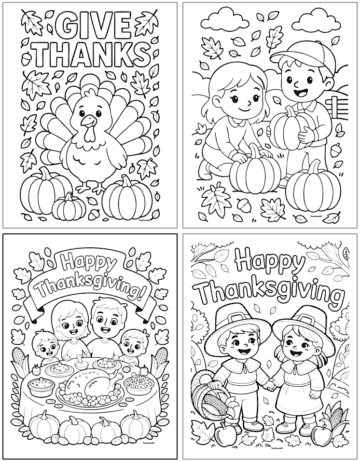 Free Printable Bold and Easy Thanksgiving Coloring Pages - The Artisan Life
