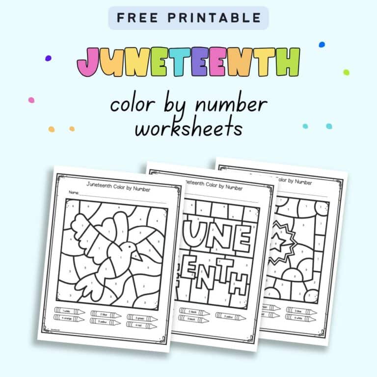 Free Printable Juneteenth Color by Number Worksheets - The Artisan Life