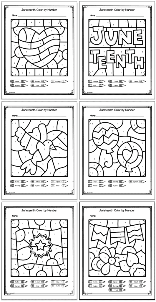 Free Printable Juneteenth Color by Number Worksheets - The Artisan Life