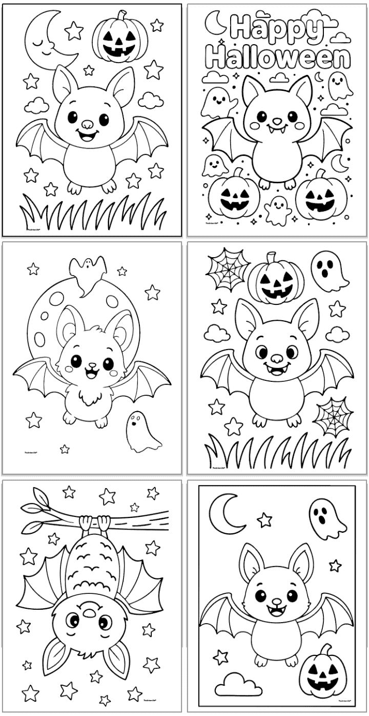 Free Printable Cute Halloween Bat Coloring Pages - The Artisan Life