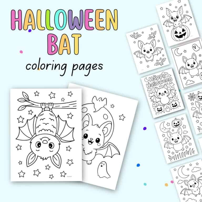 Free Printable Cute Halloween Bat Coloring Pages - The Artisan Life